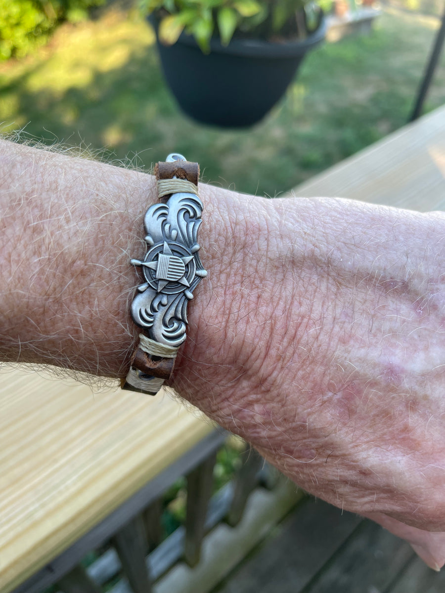 Handmade Coast Guard Enlisted Cutterman Insignia Leather Bracelet – The ...