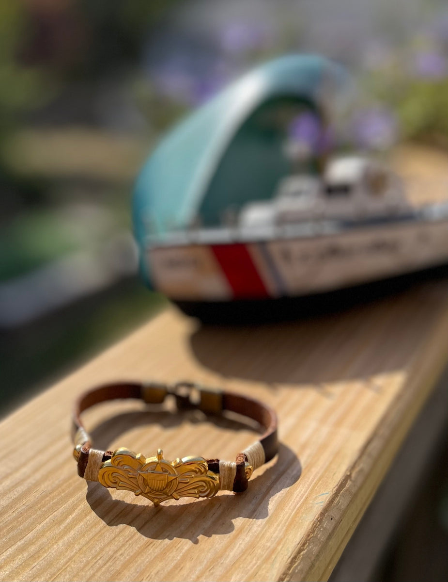 Handmade Coast Guard Officer Cutterman Insignia Leather Bracelet – The ...